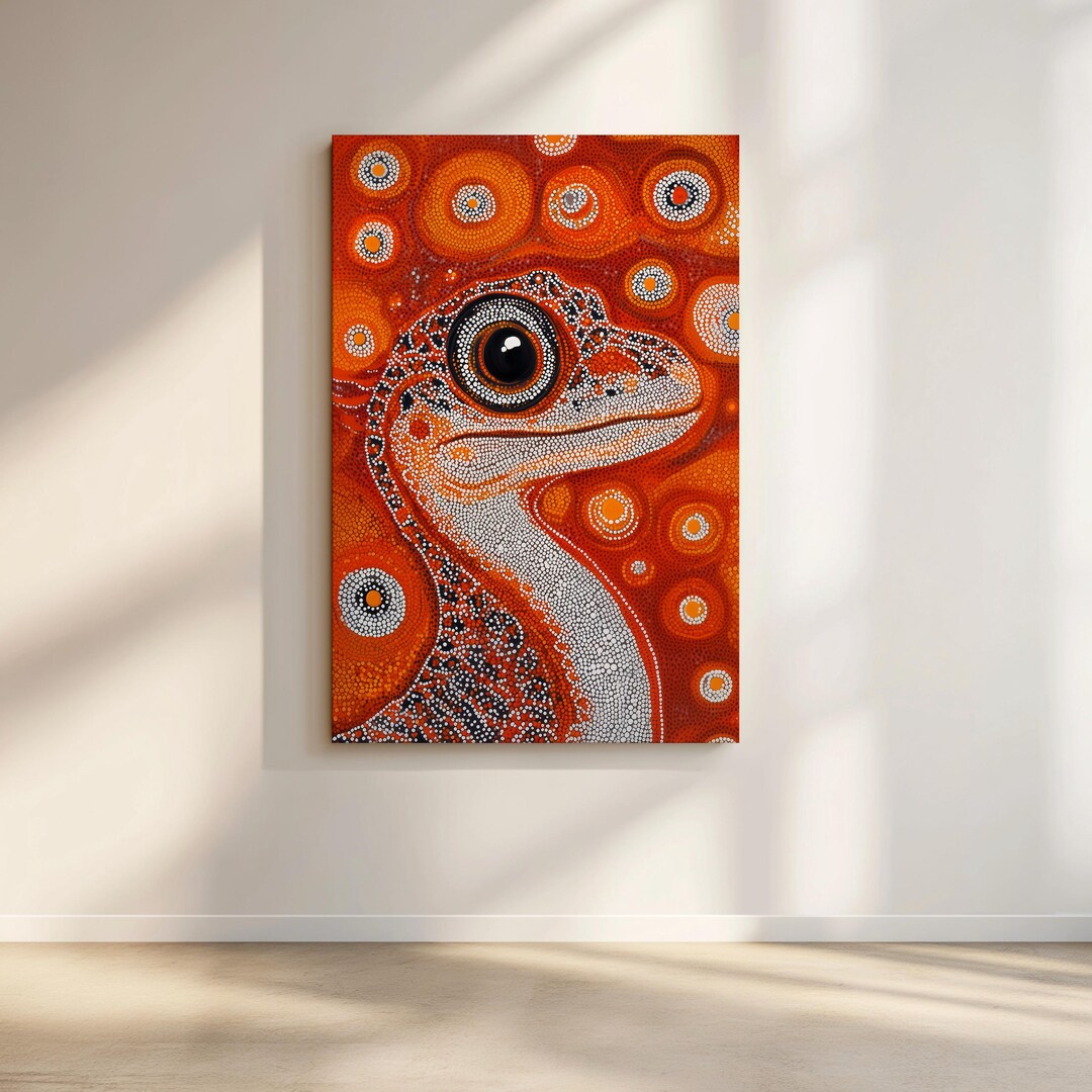 Desert Goanna Aboriginal Dot Art Style Canvas, Funny Australian Lizard ...