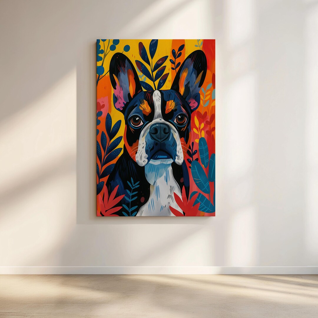 Colorful Puppy Maximalist Canvas Print: Dopamine Dog Wall Art - Etsy