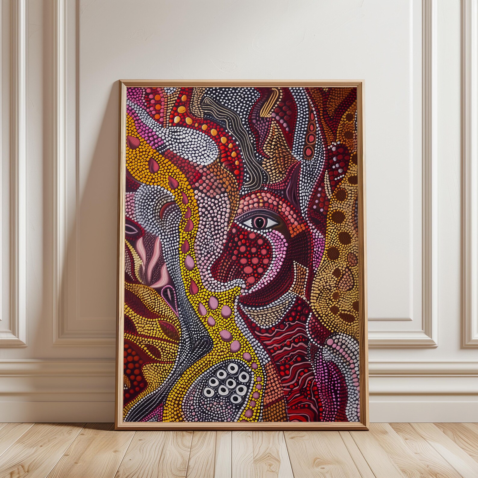 Feminine Aboriginal Style Wall Art, Dreamtime Inspired Dot Art Print in ...