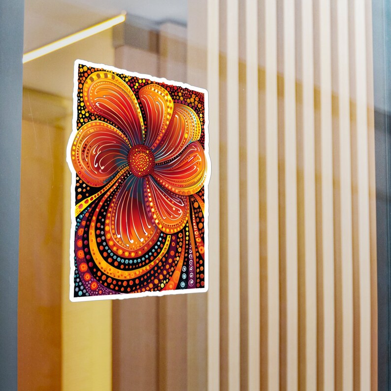 Tribal Design Flower Aboriginal Art Sticker, Large Vinyl Decals for ...