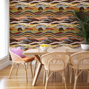 Abstract Meadow Accent Wallpaper Peel and Stick, Indigenous Australian ...