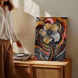 Flower Aboriginal Australian Canvas Art, Beautiful Dreamtime Dot ...