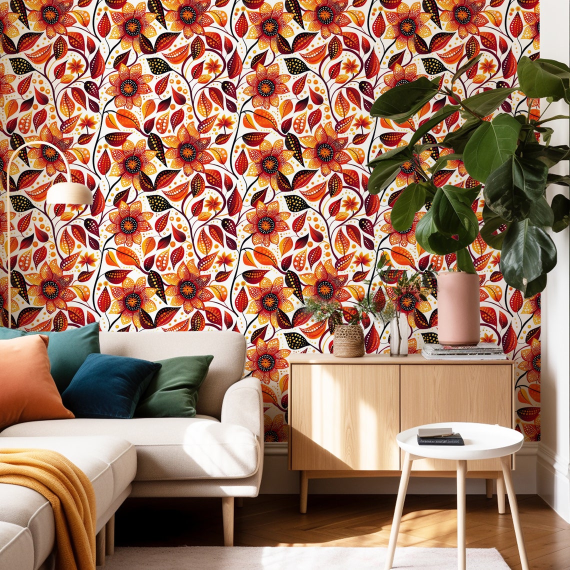 Aboriginal Flower Wallpaper, Bright Artistic Native Australian ...