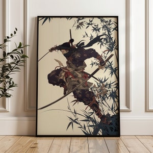 Japanese Samurai Warrior Poster, Traditional Edo Period Paintings Style ...