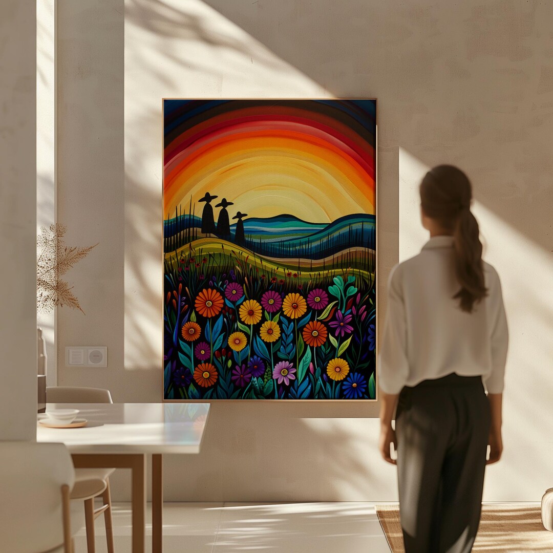 Sunset Aboriginal Canvas Inspired by Canadian Indigenous Artwork ...