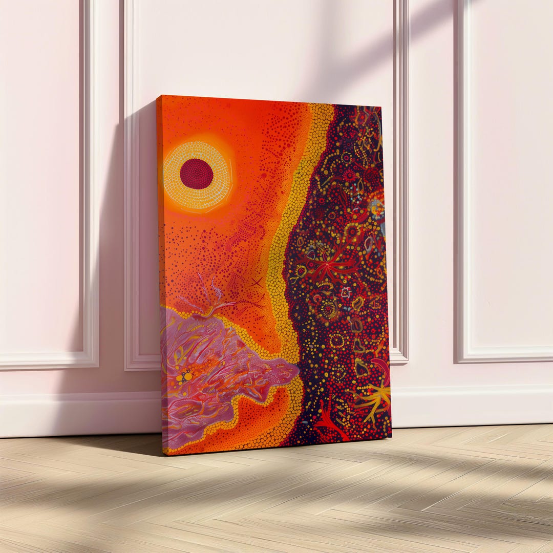 Aboriginal Dot Painting Inspired Wall Art, Abstract Extra Large ...