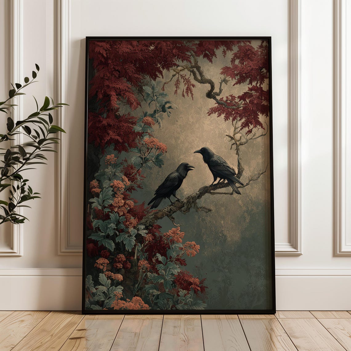 Dark Forest Raven Art Print in Gothic Romantic Style With Vintage ...