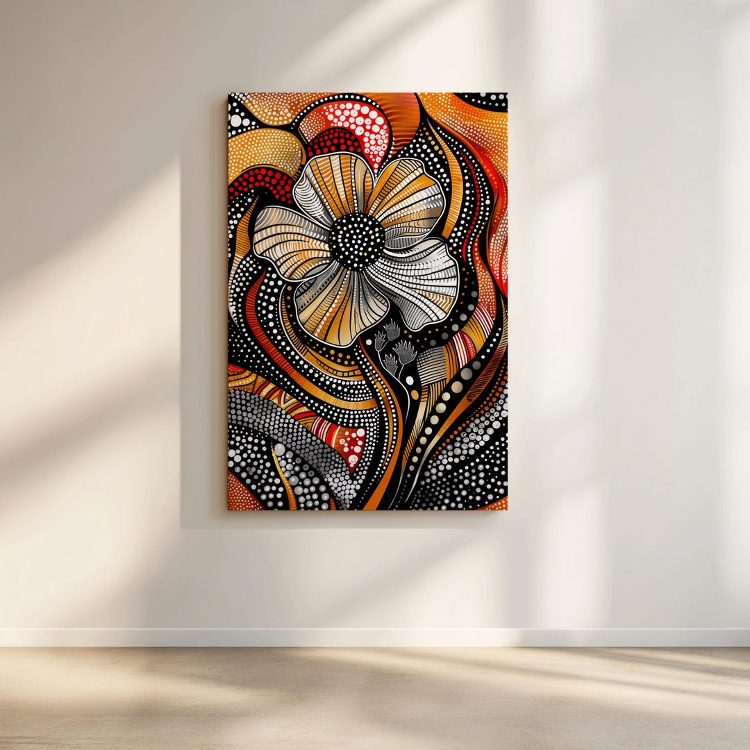 Flower Aboriginal Australian Canvas Art, Beautiful Dreamtime Dot ...