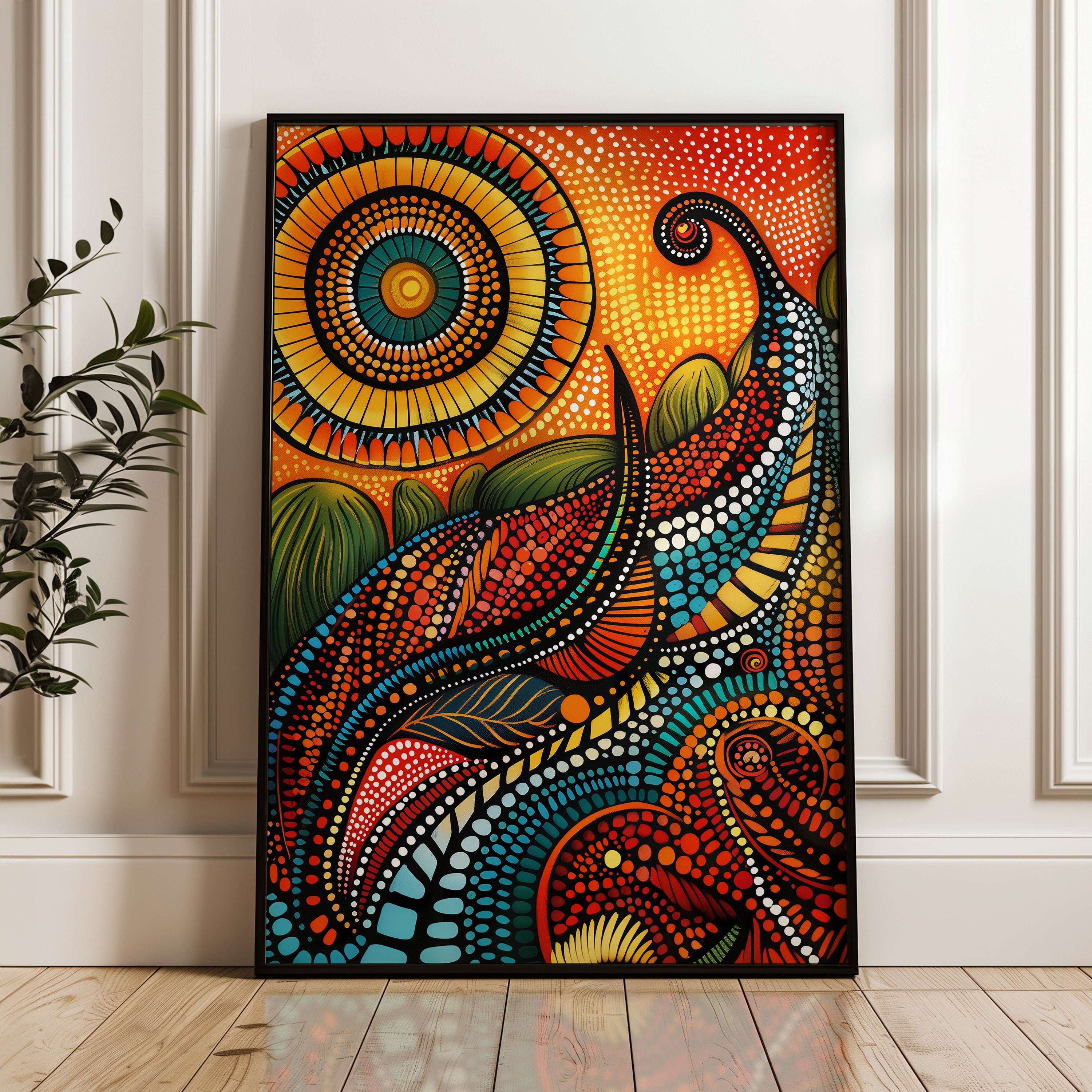 Australian Aboriginal Art Authentic Indigenous Landscape Print, Vibrant ...