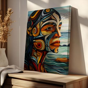 Abstract Portrait Canadian Aboriginal Artwork, Colorful Featuring ...