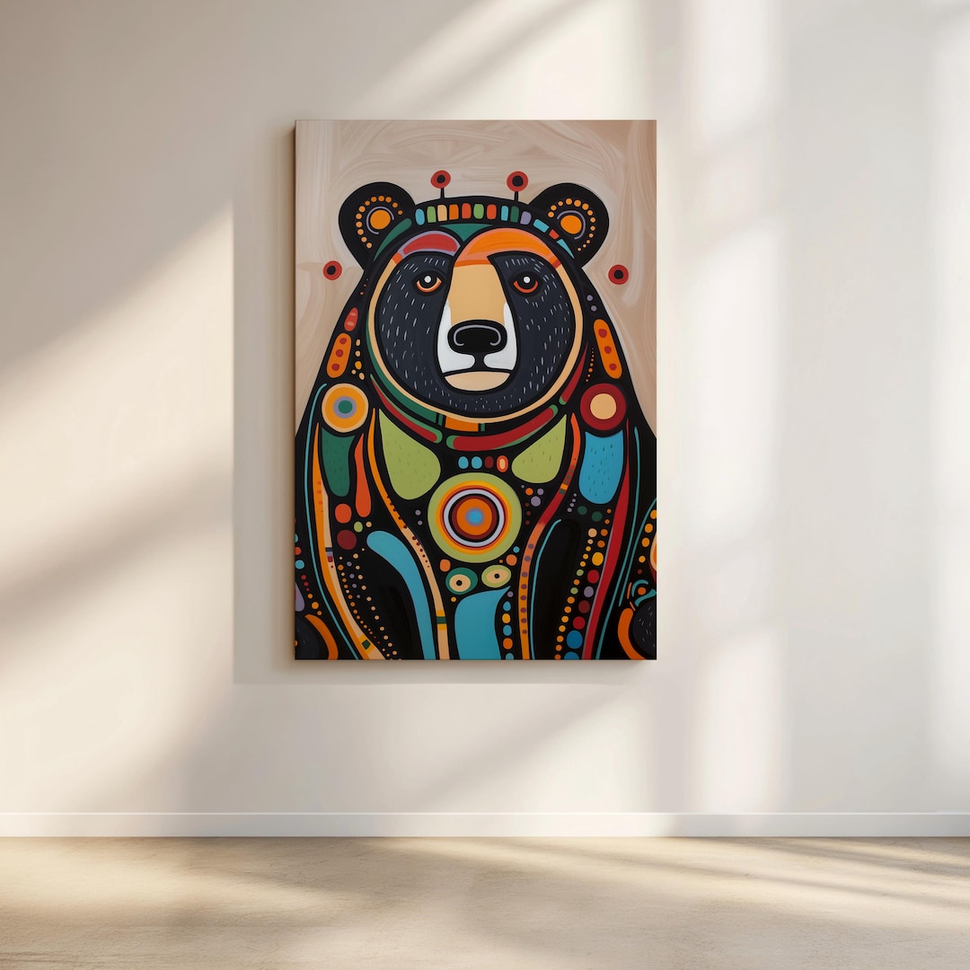 Aboriginal Art Style Print, Contemporary Bear Artwork Inspired by ...