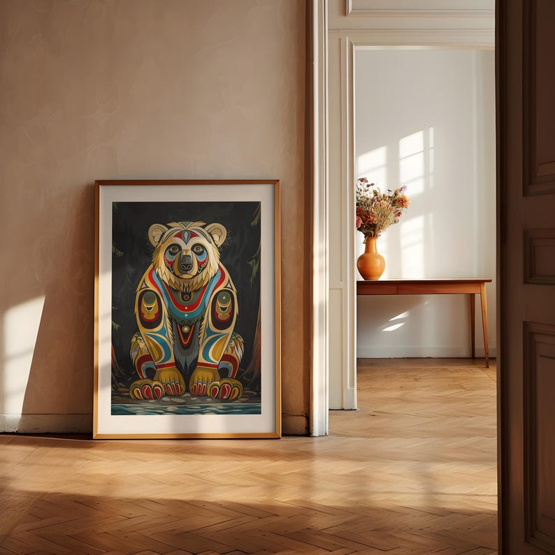 Bear Canadian Aboriginal Style Wall Art, Unique First Nations Print ...