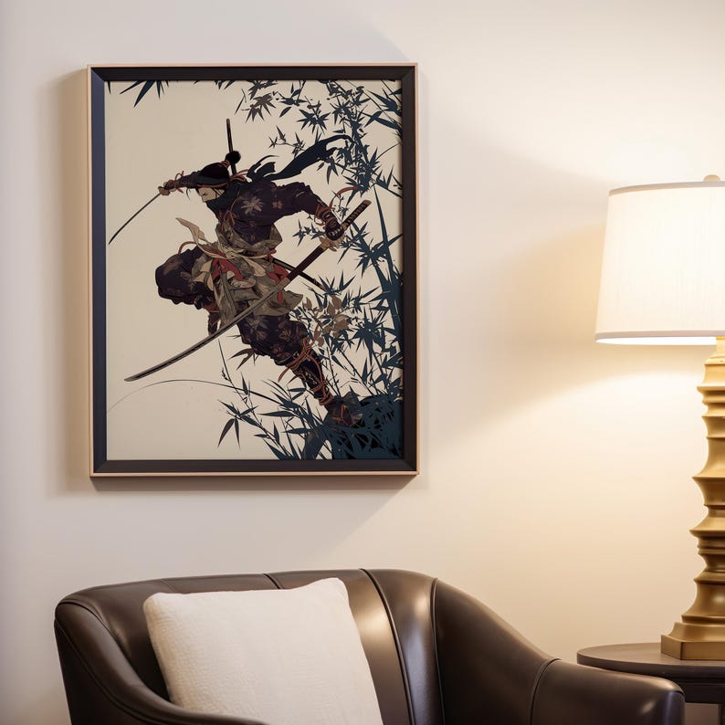 Japanese Samurai Warrior Poster, Traditional Edo Period Paintings Style ...
