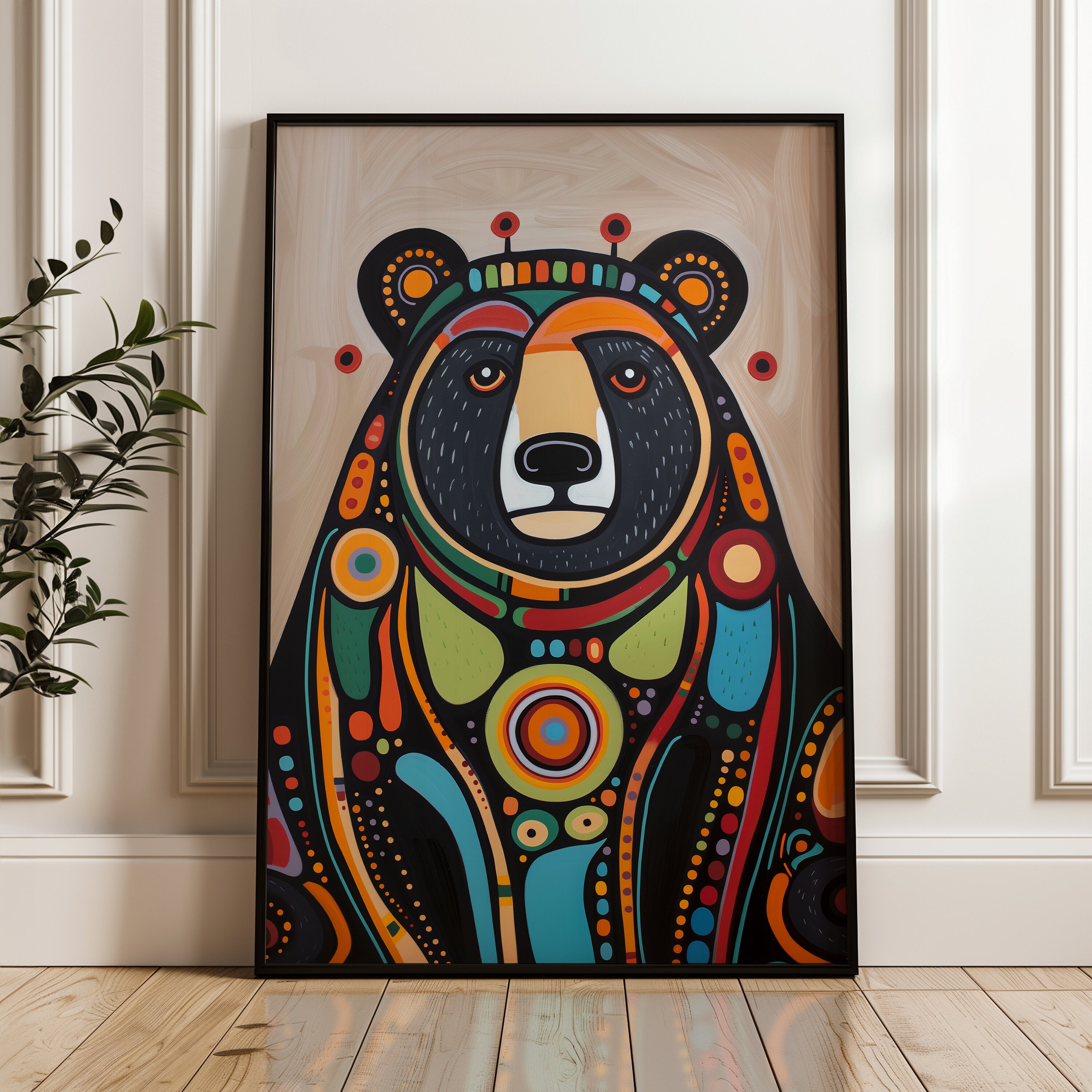 Indigenous Wall Art, Vibrant Canadian Aboriginal Bear Poster, Inspired ...