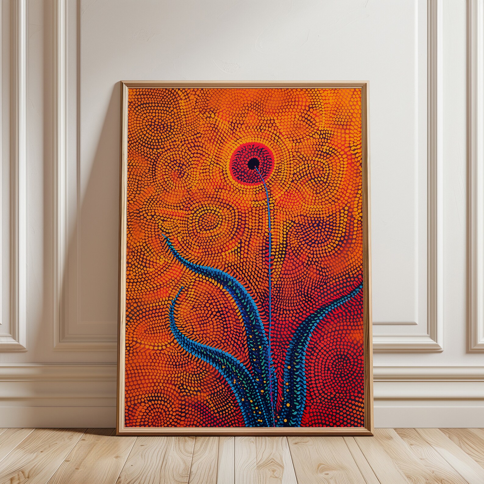 Flower Indigenous Australian Dot Painting Style Print, Authentic ...