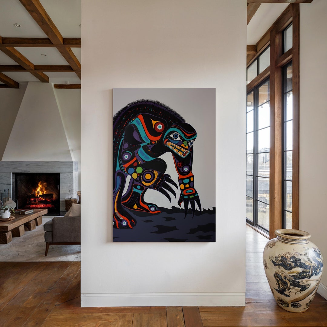 Colorful Canvas in Style of Canadian Aboriginal Artwork, Indigenous ...