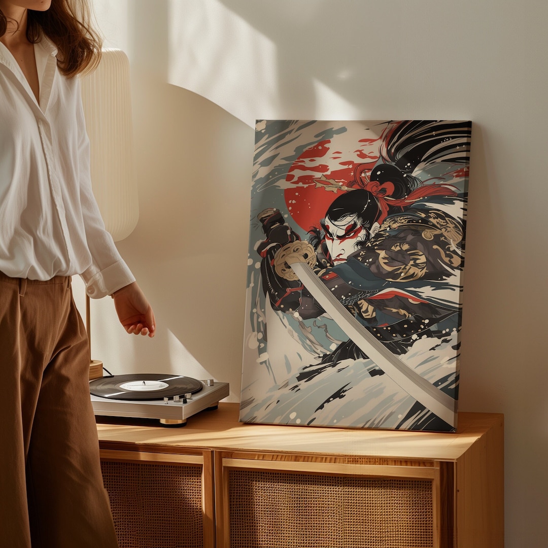 Edo Period Samurai Woodblock Print, Ukiyo-e Ronin Artwork, Large Canvas ...