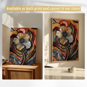 Aboriginal Art Flower Print, Colorful Traditional Dot Art Style Wall ...