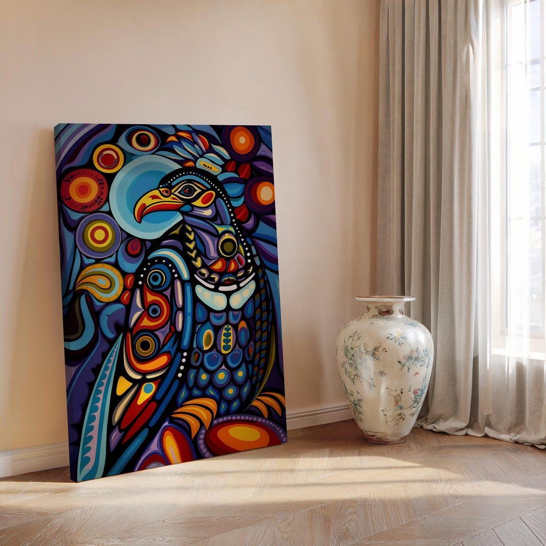 Canadian Indigenous Art Inspired Eagle Canvas, Traditional Aboriginal ...