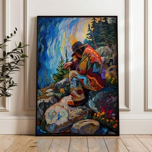 Native Canadian Aboriginal Style Print, Vibrant Indigenous Artwork for ...