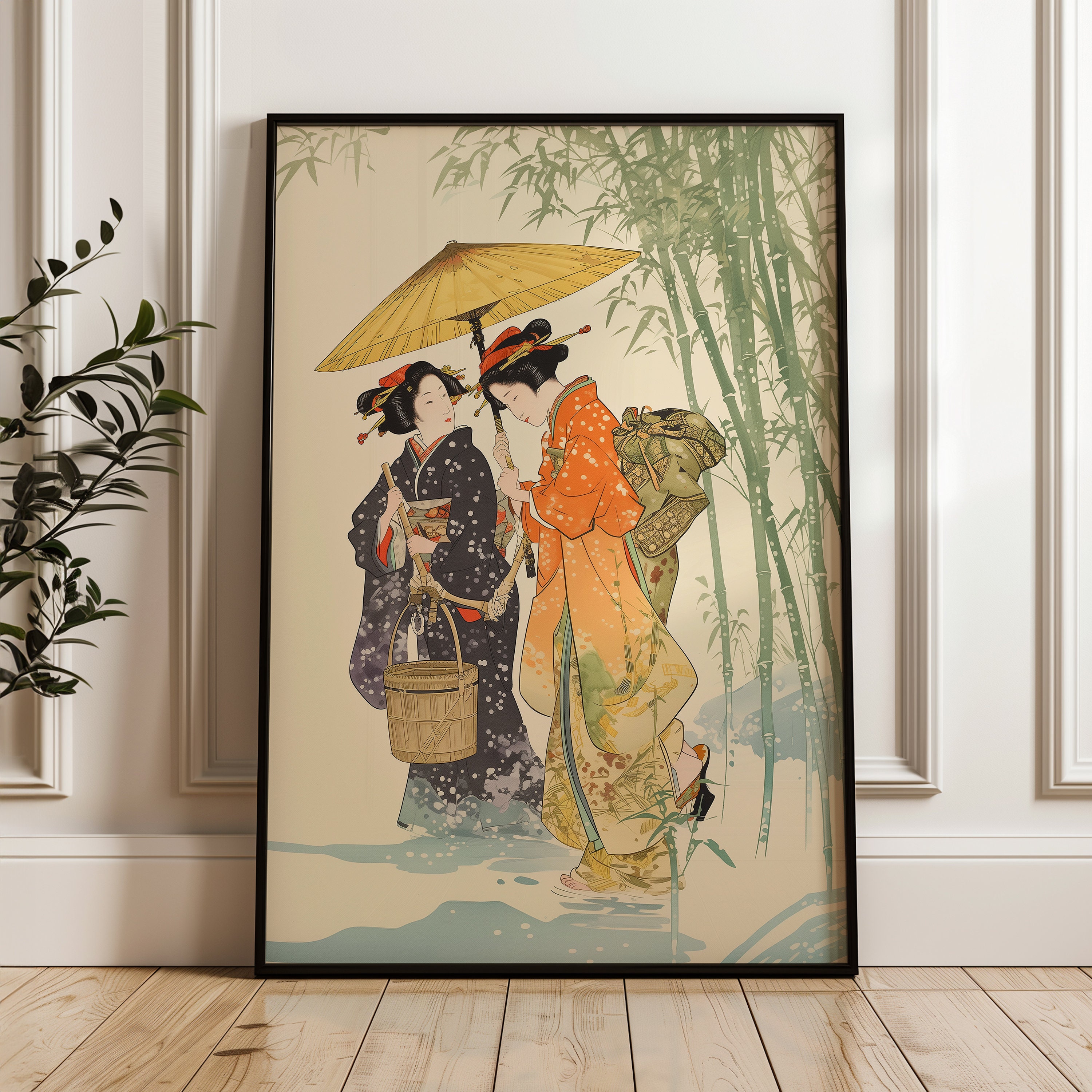 Vintage Geisha Art Woodblock Print Japanese Culture Edo Paintings ...