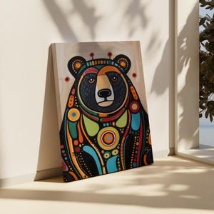 Aboriginal Art Style Print, Contemporary Bear Artwork Inspired by ...