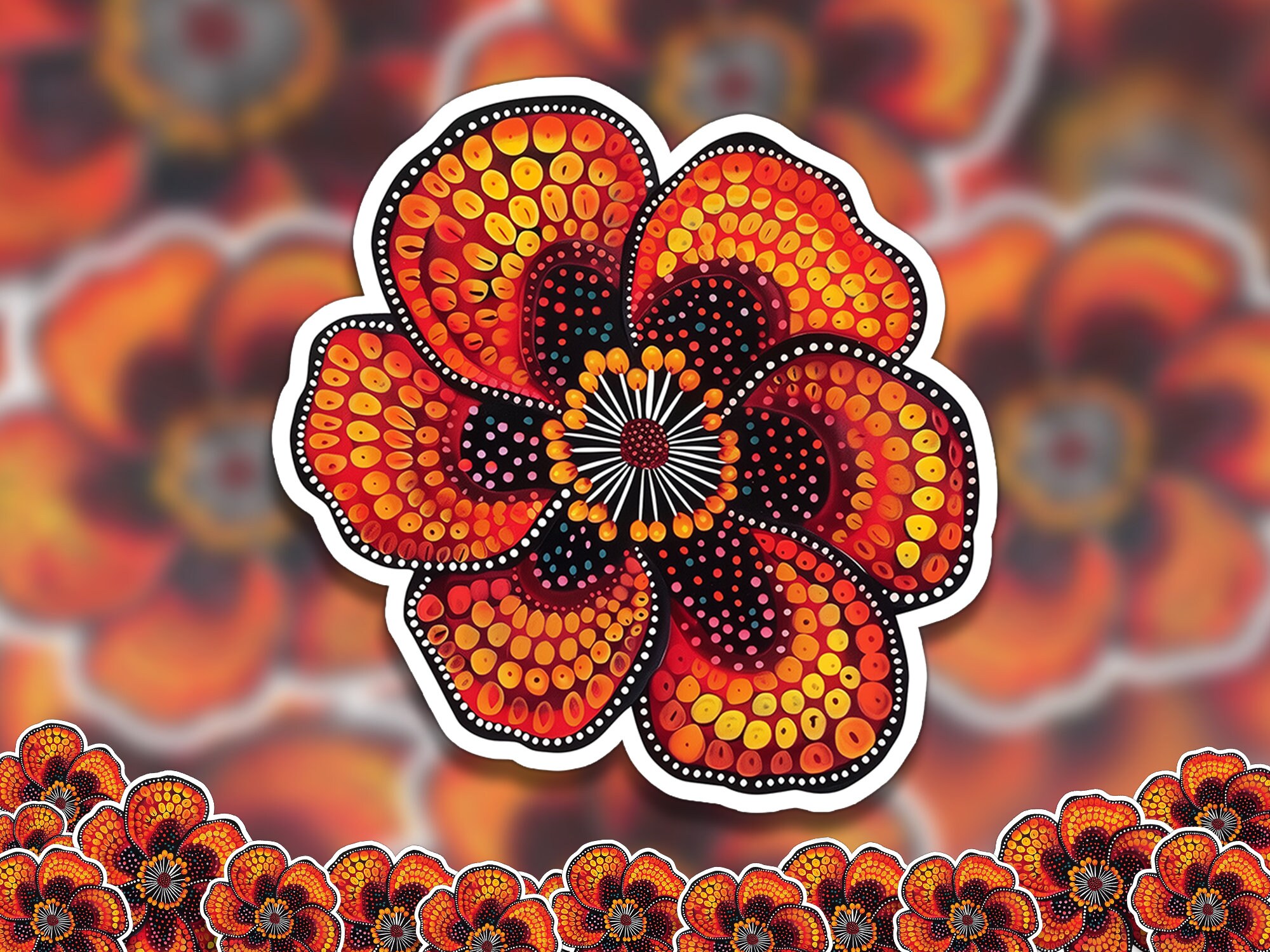 Indigenous Design Sticker, Aboriginal Culture Vinyl Decal, Artistic Dot ...