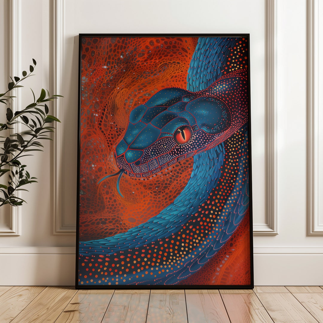 Bright Authentic Aboriginal Snake Artwork, Gallery Wall Art Poster ...