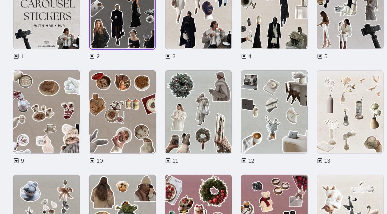 350+ Canva Instagram Carousel Stickers: MRR & PLR (digital Download) - Etsy