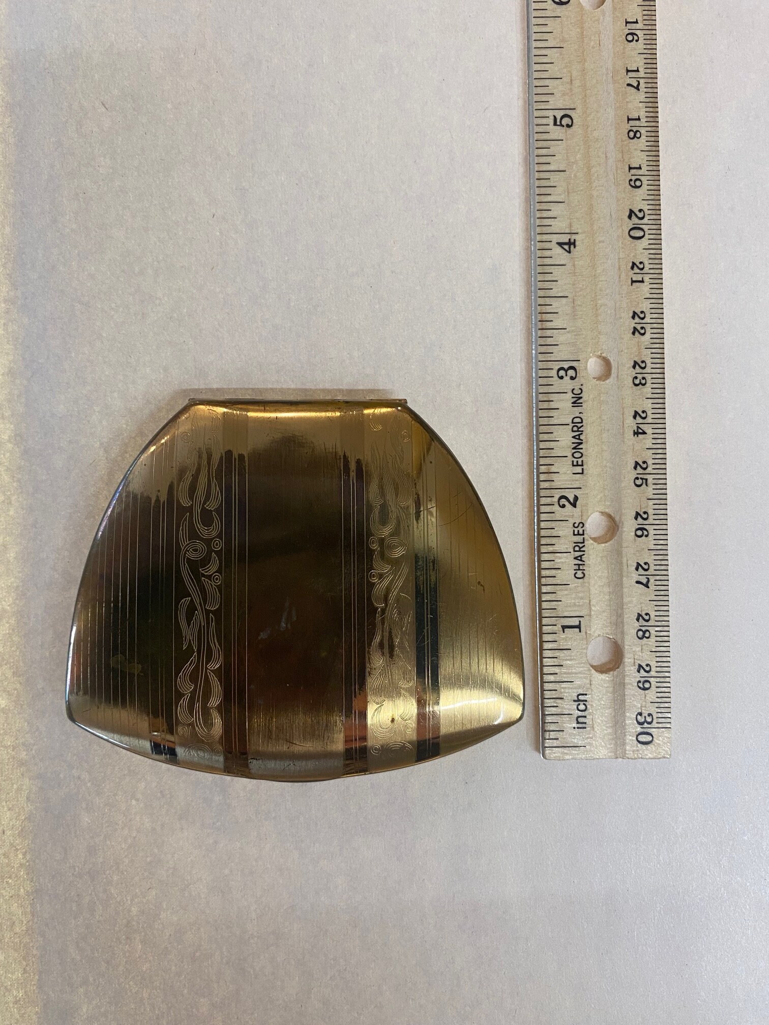 Vintage/antique Elgin American Brass Mirror and Powder Clam Shaped ...