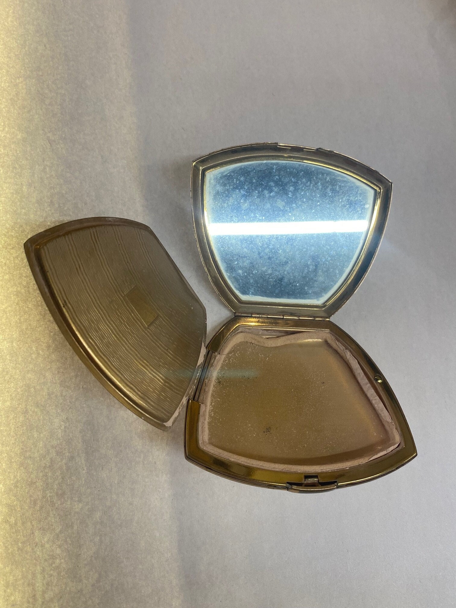 Vintage/antique Elgin American Brass Mirror and Powder Clam Shaped ...