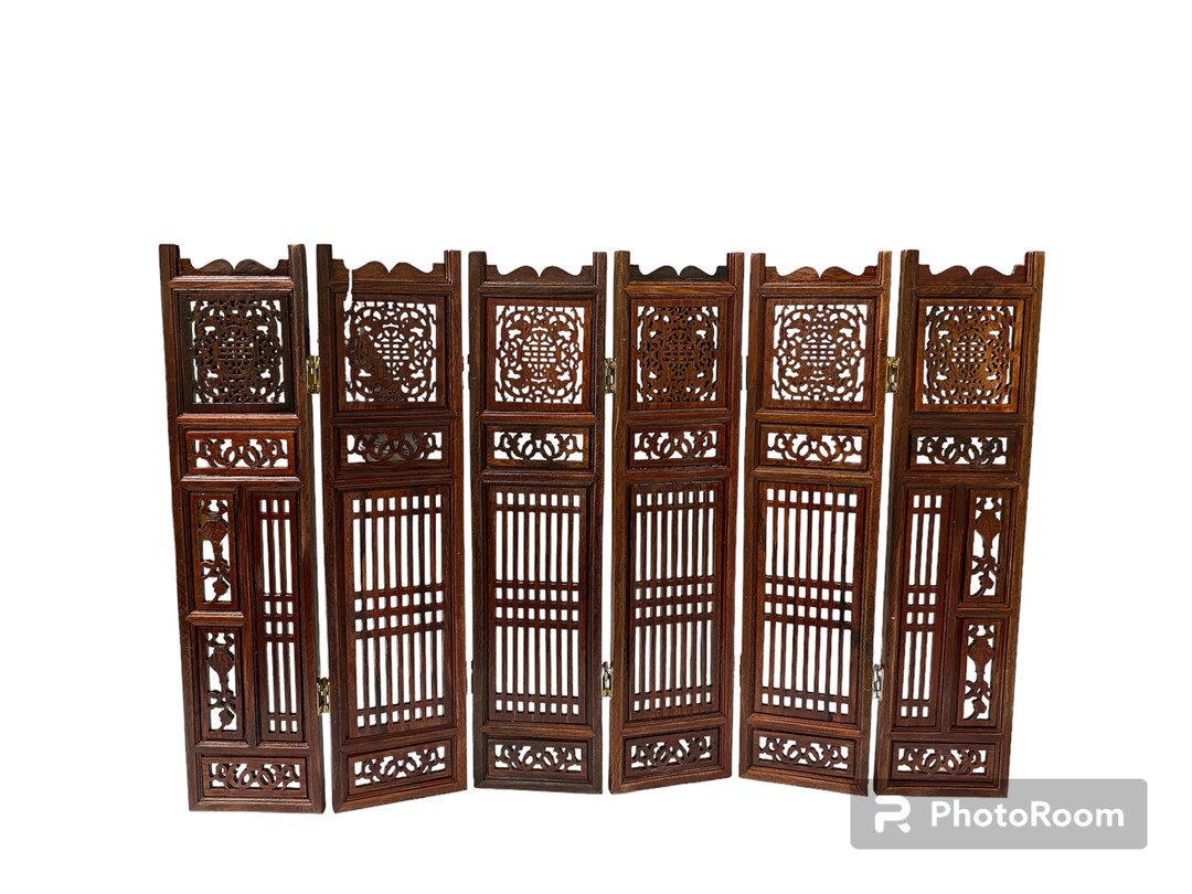 Intricate Miniature Folding Wood Screen - Etsy