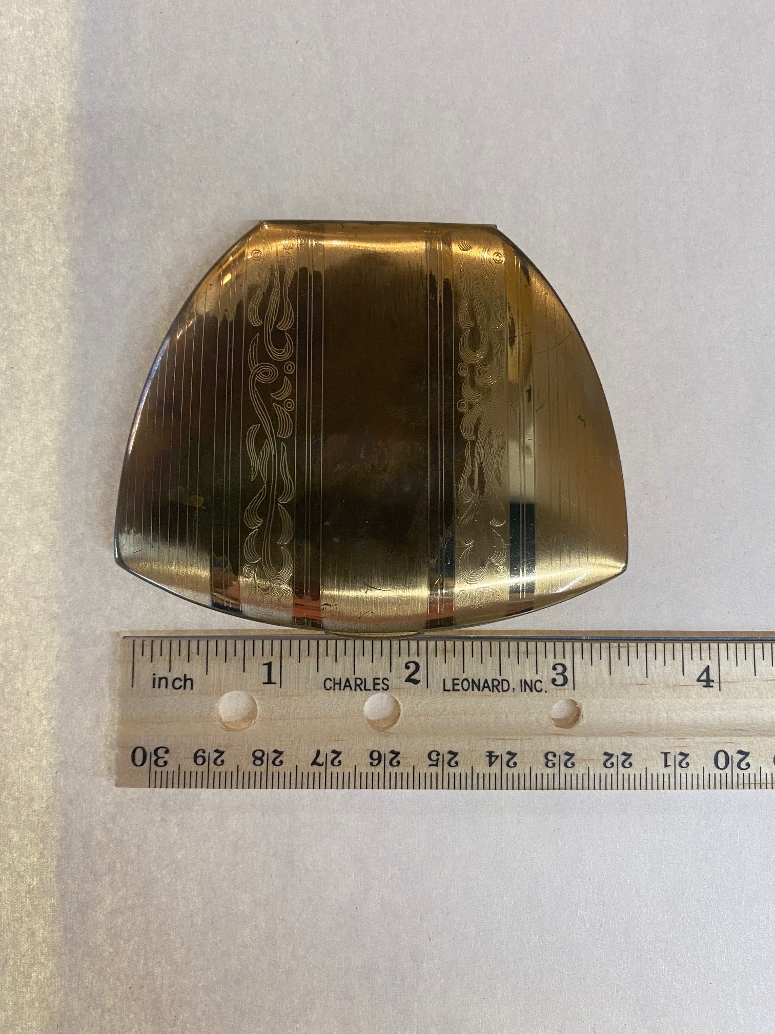 Vintage/antique Elgin American Brass Mirror and Powder Clam Shaped ...