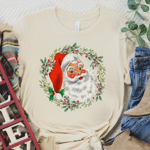 Vintage Santa Claus Tee Women's Vintage Santa Face Shirt - Etsy