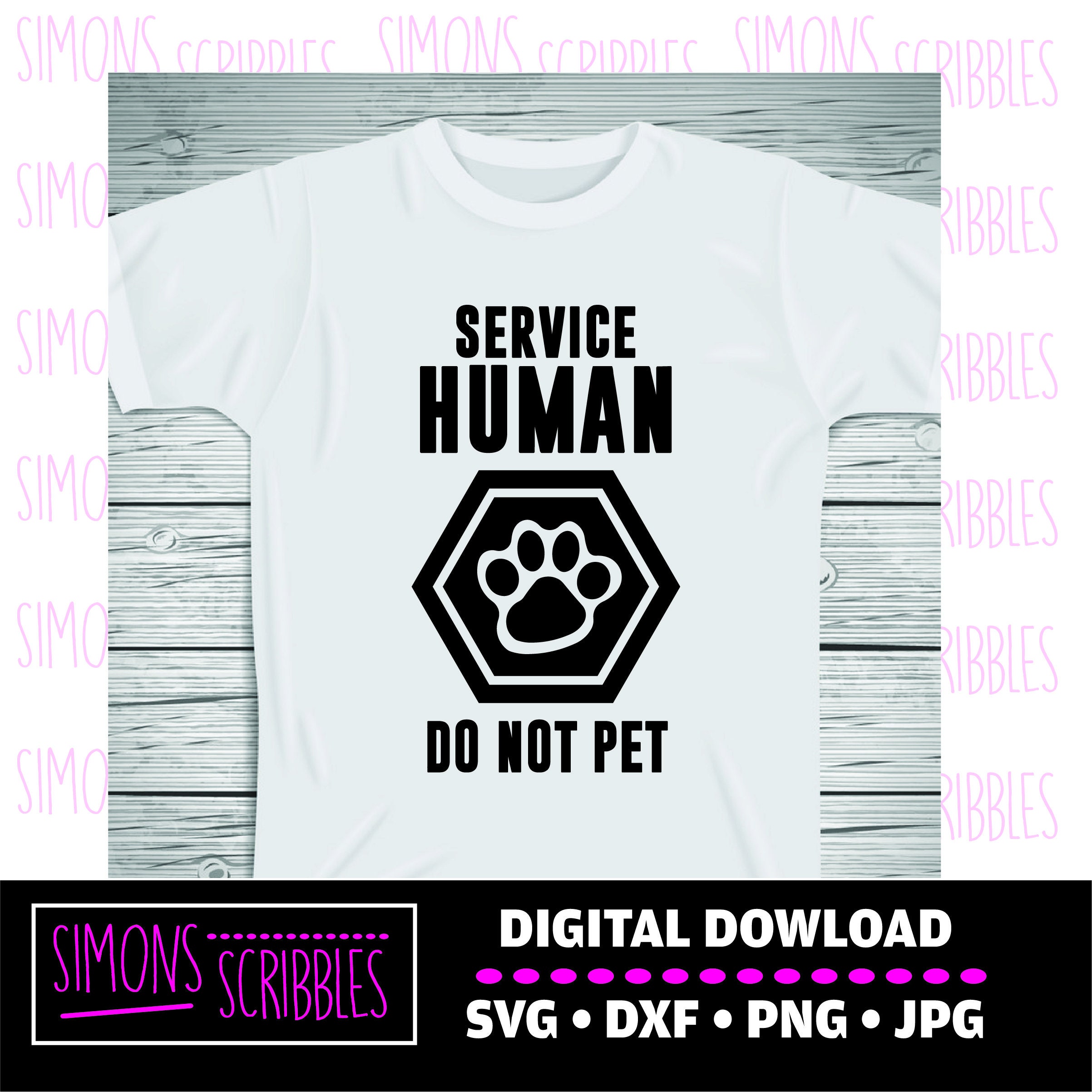 Service Human DO NOT PET Svg Dxf Download Service Dog Handler Paw Semicolon - Etsy