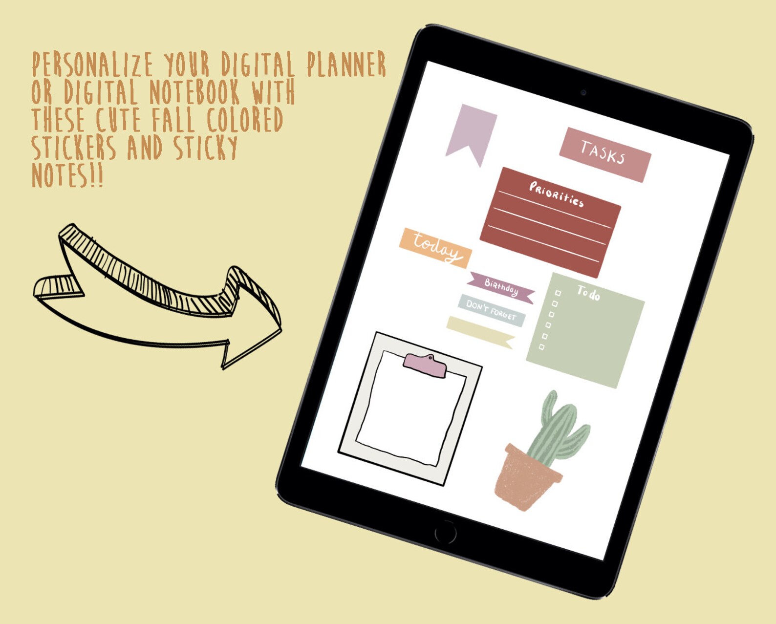 50+ Fall Coloured Pre Cropped Stickers for Digital Planners/notebooks ...