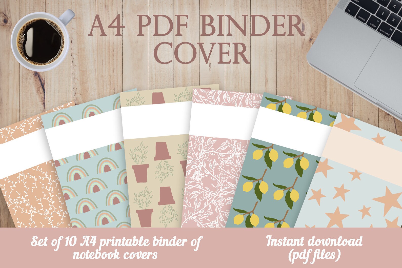 Binder Cover Printable Notebook and Binder A4 Cover Set of 10 Binder ...