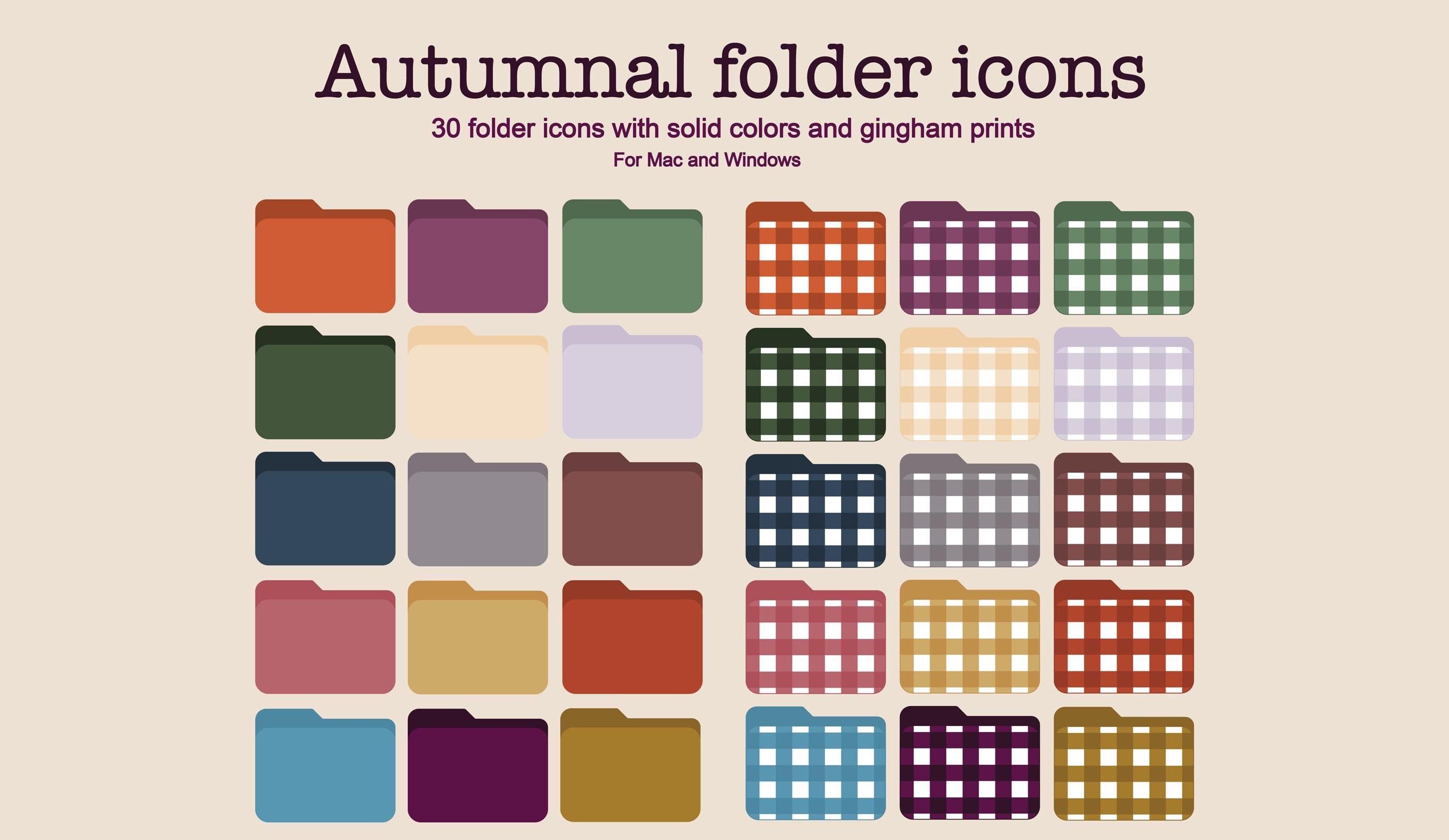 30 Gingham and Solid Folder Icons - Mac & Windows - Etsy