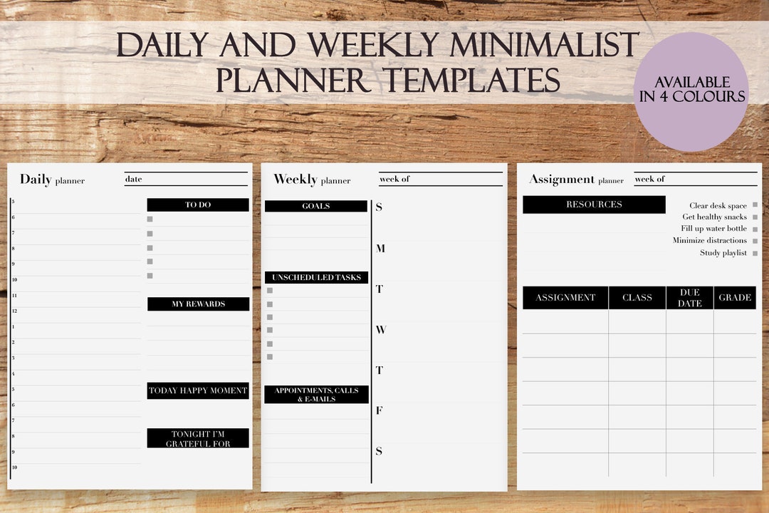 Daily and Weekly Minimalist Planner Templates Notability, Goodnotes ...