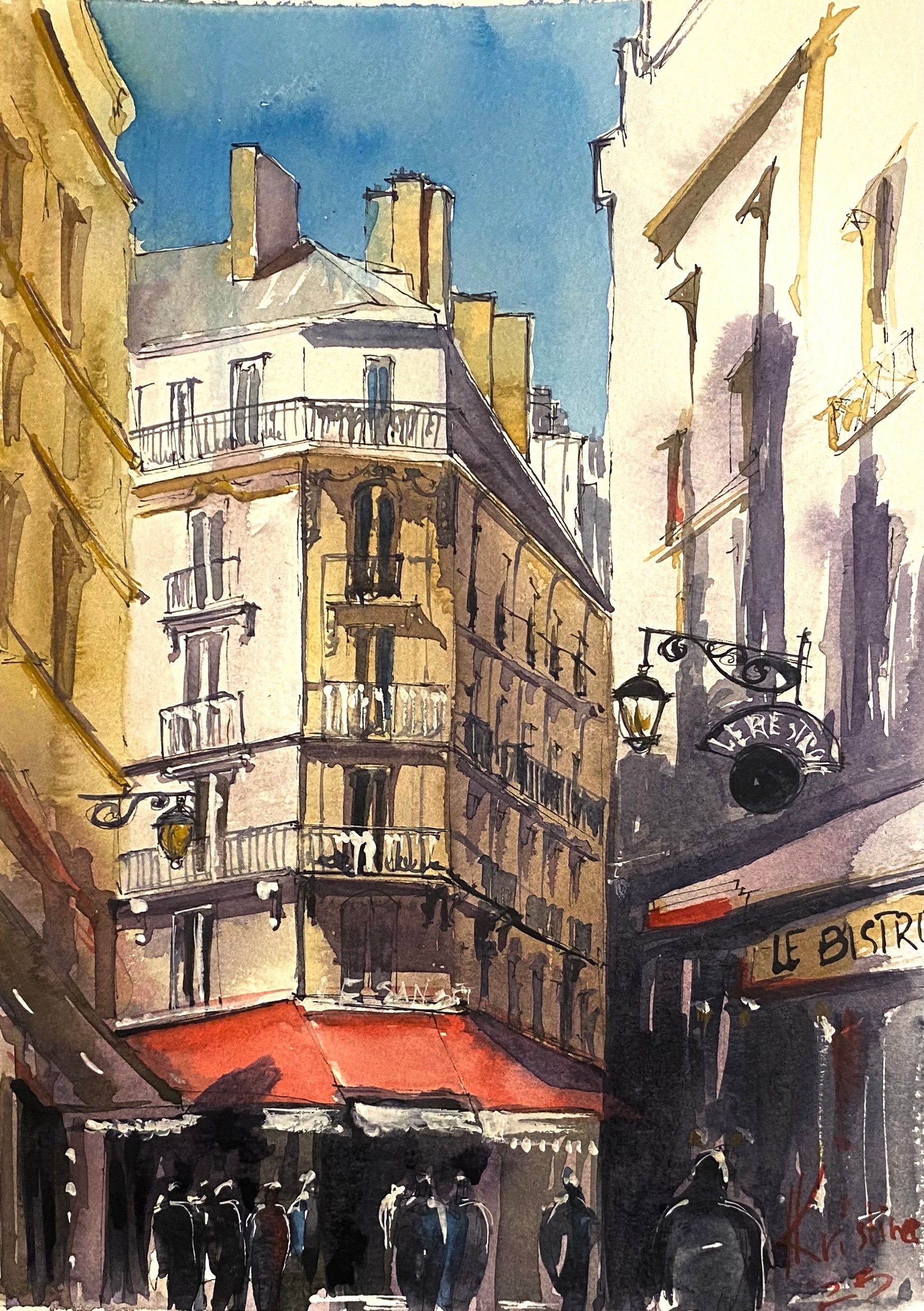 Paris Original Watercolor Painting France Travel Artwork Gift Small Art ...