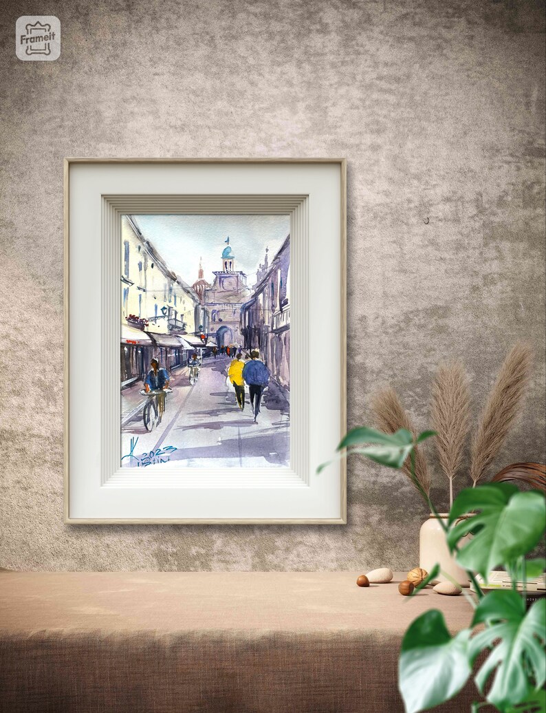 Italy Original Watercolor Painting Crema City Artwork Italian Travel ...