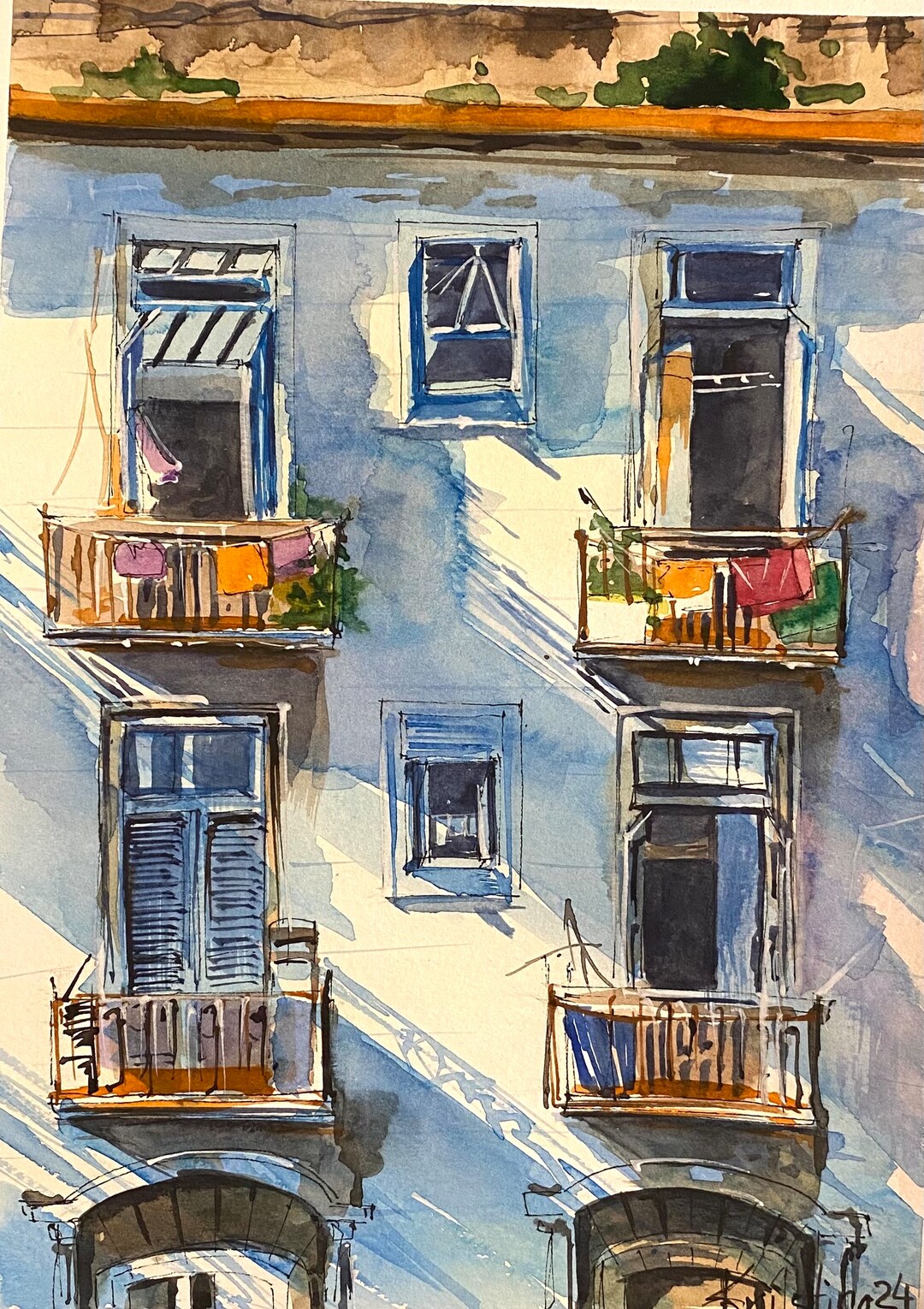 Cuban Old House Original Watercolor Painting Havana Travel Artwork Cuba ...