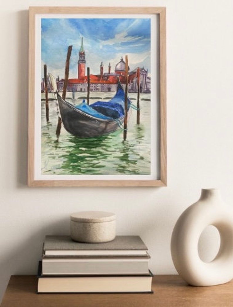 Venice Original Watercolor Gondola Painting Italian Travel Wall Decor ...