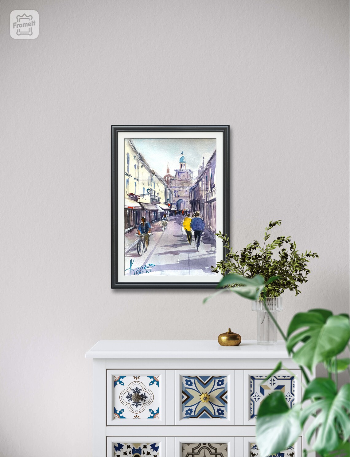 Italy Original Watercolor Painting Crema City Artwork Italian Travel ...