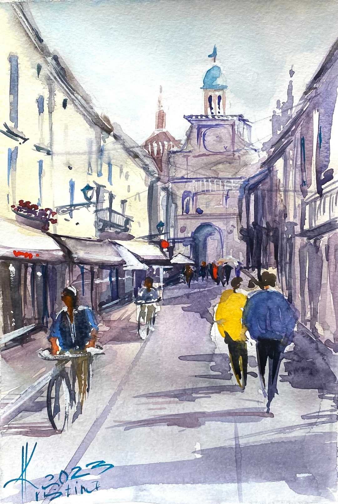 Italy Original Watercolor Painting Crema City Artwork Italian Travel ...