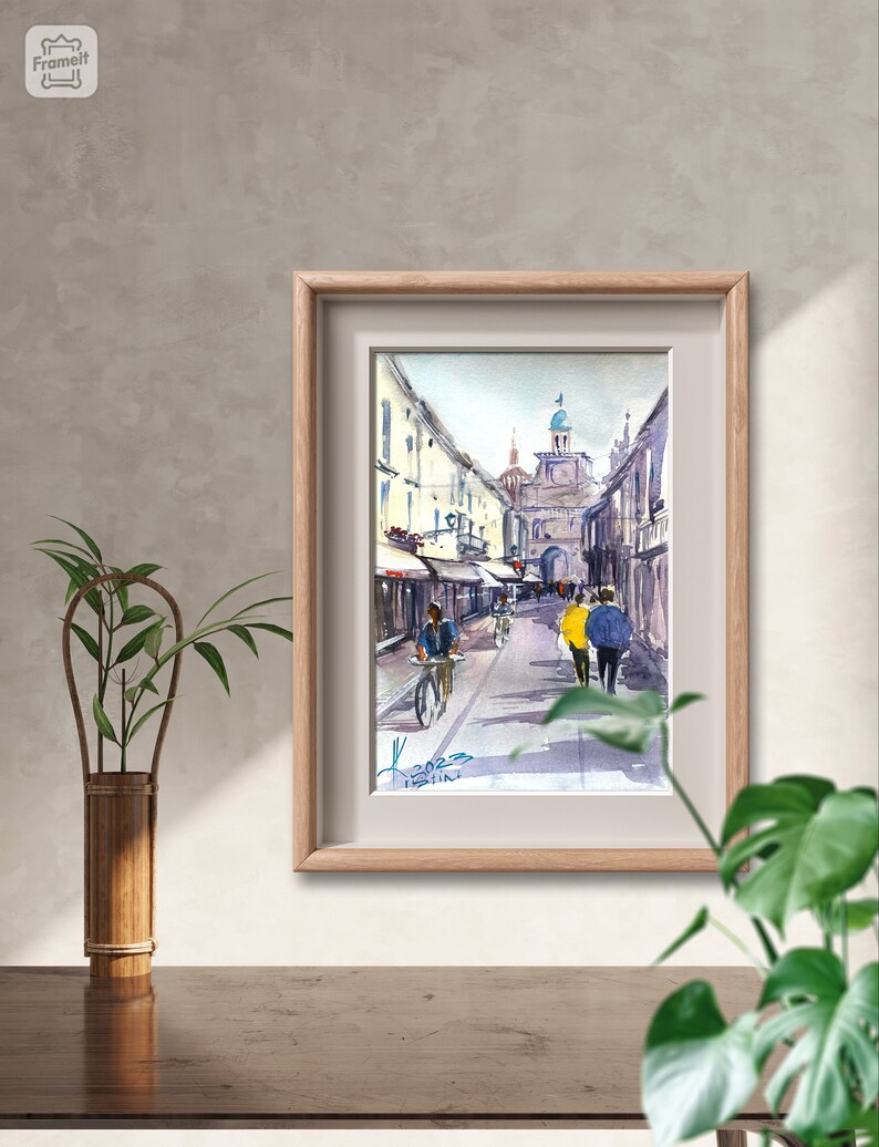 Italy Original Watercolor Painting Crema City Artwork Italian Travel ...