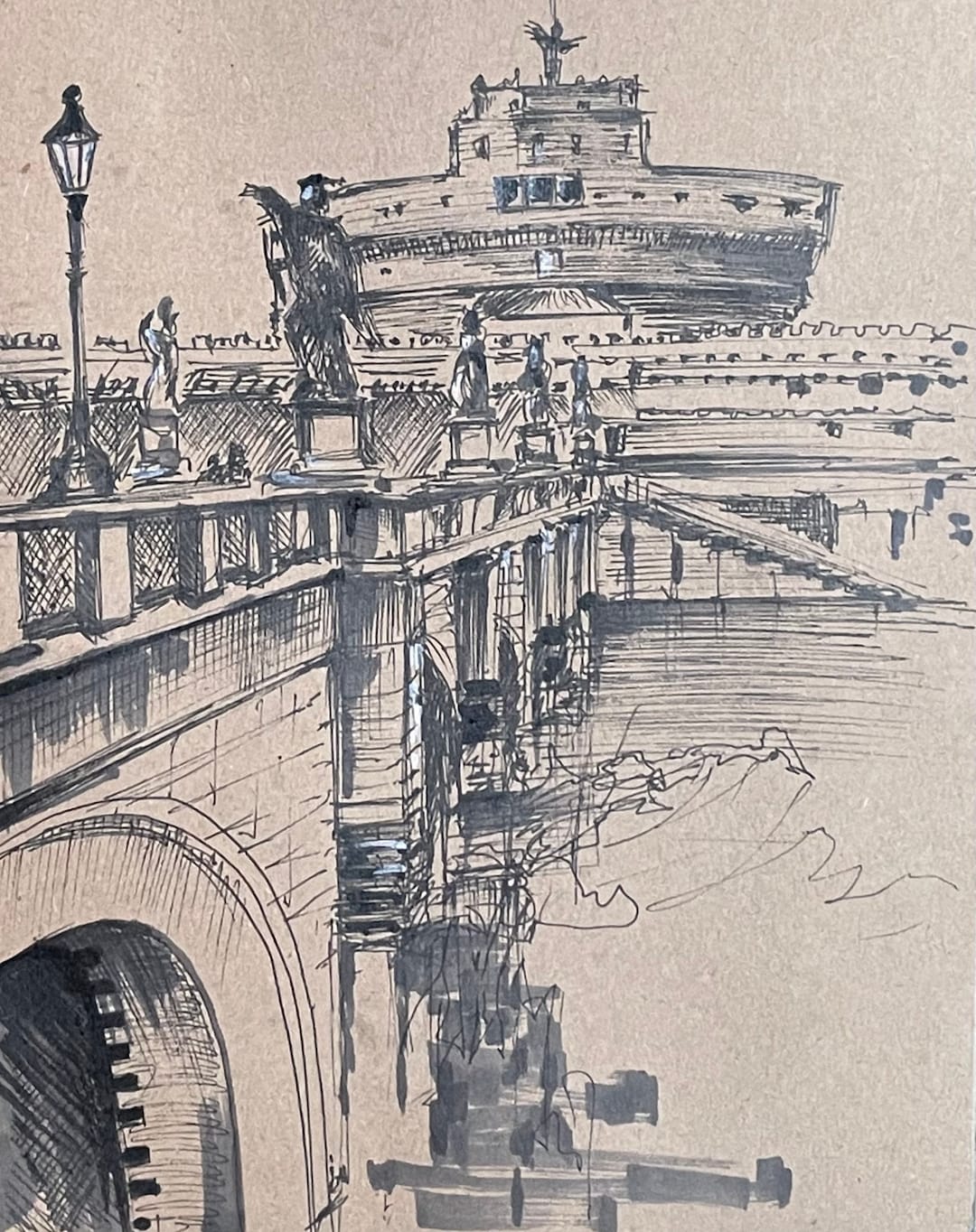 D'angelo Rome Architectural Sketch Black and White Ink Drawing ...
