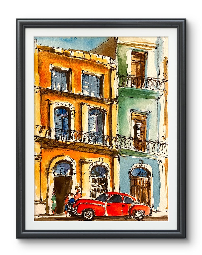 Havana Cuba Watercolor Painting: Original Architectural Art (6x8”) - Etsy