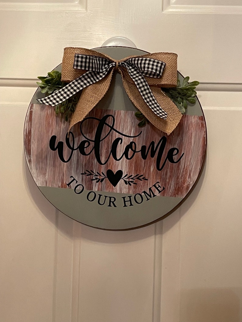 Farmhouse Welcome Wood Round - Etsy