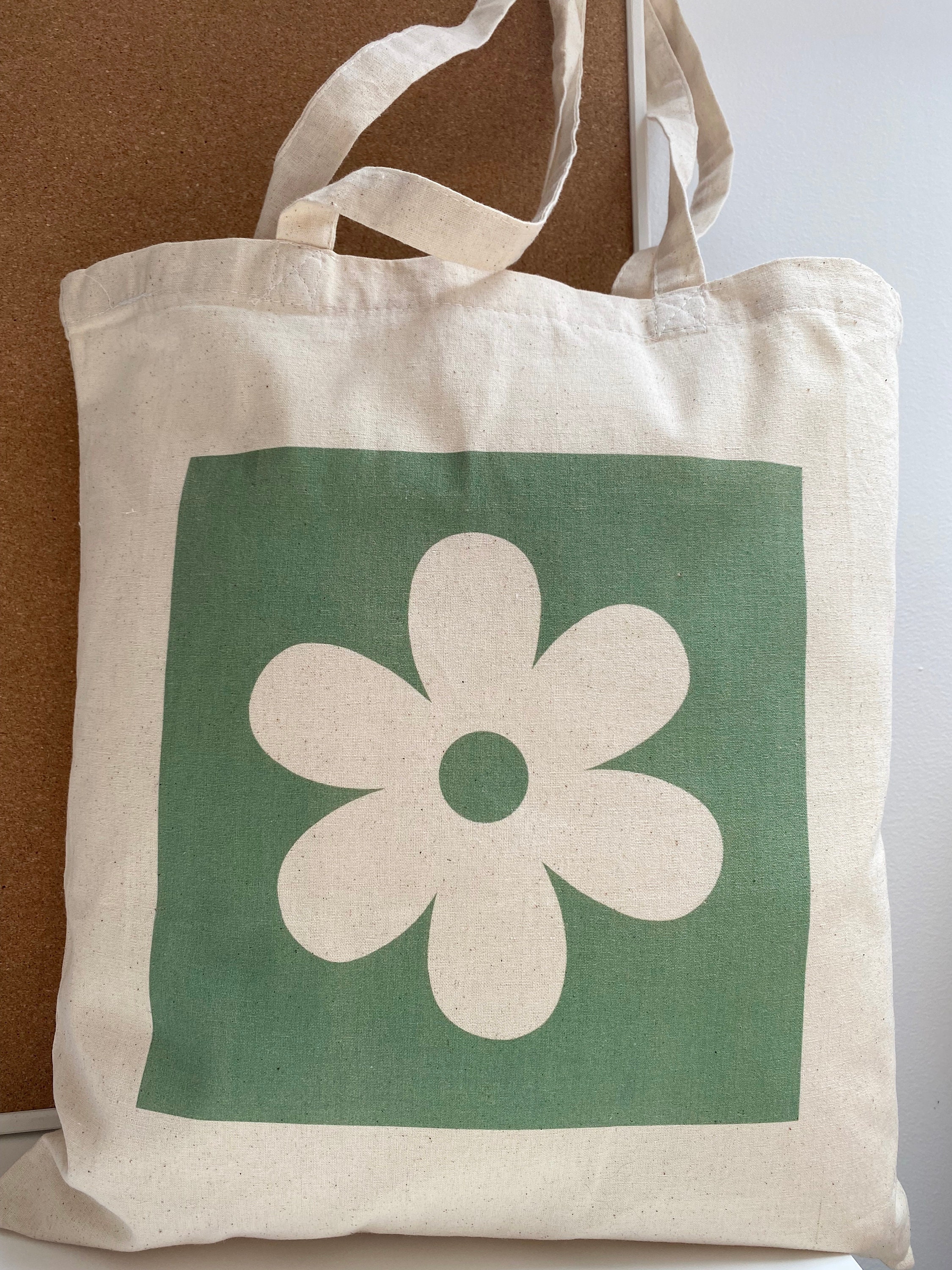 Flower Tote Bag Cute Tote Bag Cotton Reusable Flower - Etsy